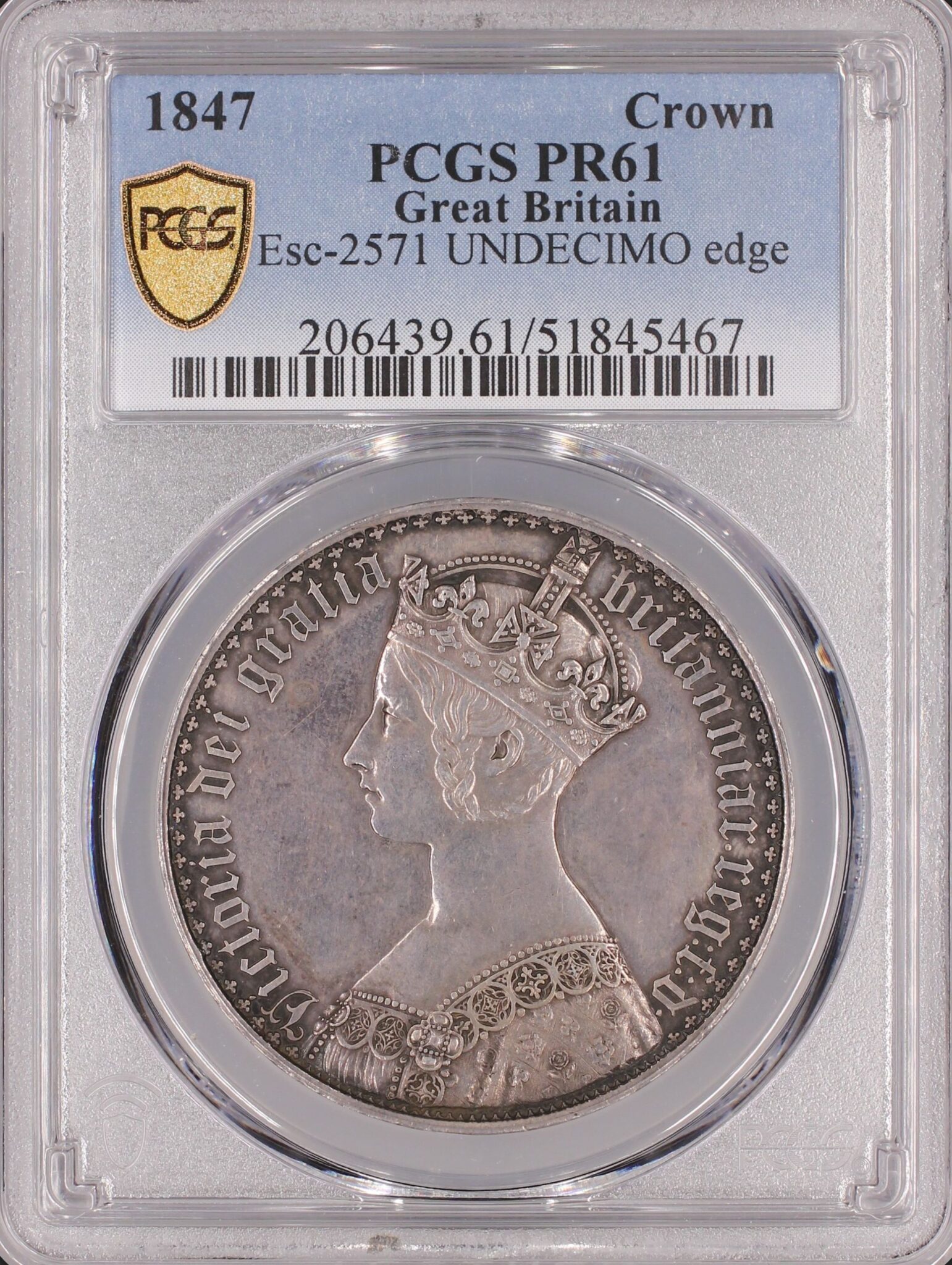 1847年 ゴシッククラウン銀貨 UNDECIMO PCGS PR61 - Sovereign Hub